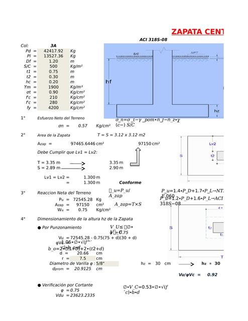 Plantilla de Excel de Diseño de Zapata Aislada Y Combinada Rectangular