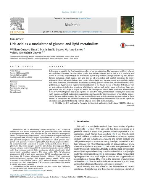 Uric acid as a modulator of glucose and lipid meta | José Manuel ...