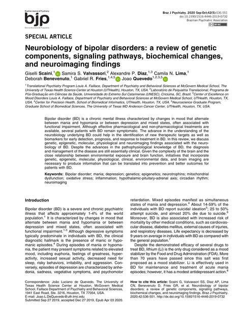 Neurobiology of bipolar disorders: a review of geneticcomponents, signaling pathways ...