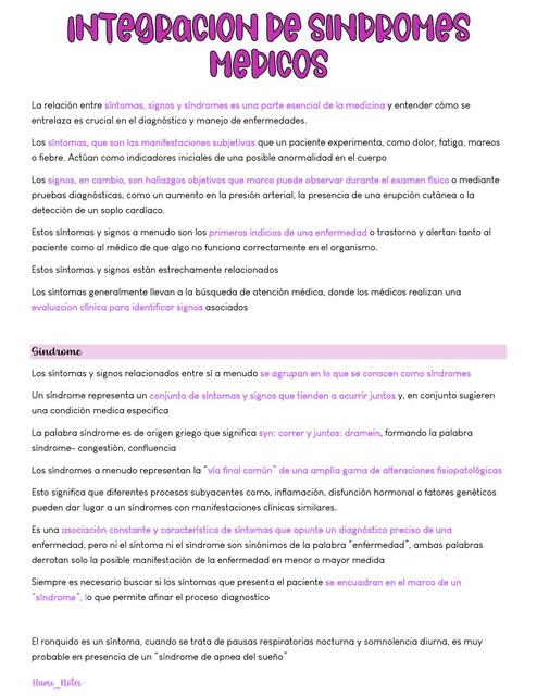 Integracion de sindromes médicos | Medi_Hami | uDocz