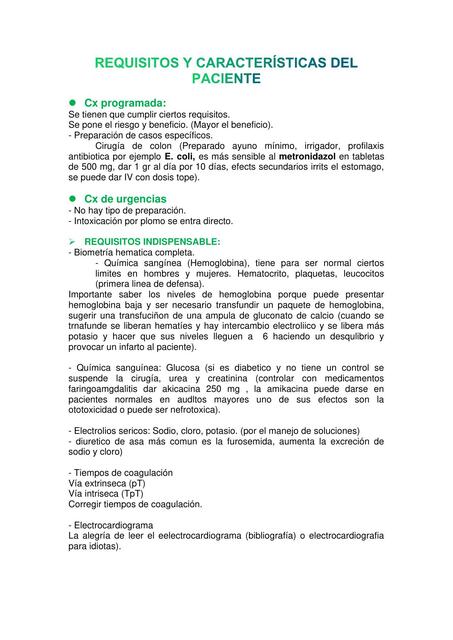 Requisitos y características del paciente | Nancy A3C | uDocz