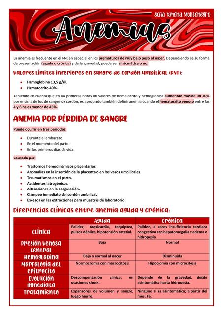 ANEMIA NEONATAL - SXM | Sofia Montenegro | uDocz