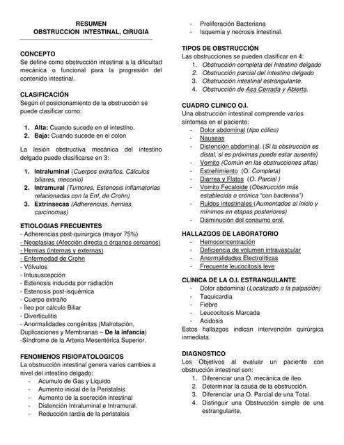 OBSTRUCCIÓN INTESTINAL | Rol Rub | uDocz