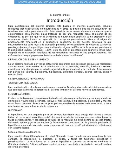 Sistema limbico y las emociones | Celeste Codutti | uDocz