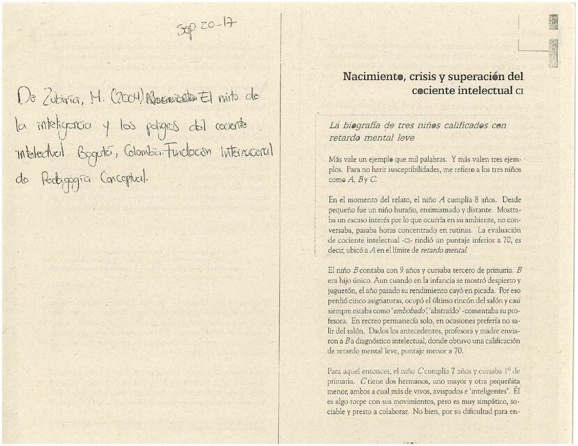 6 El mito de la inteligencia de Zubiría | karol joselin jimenez ortega ...