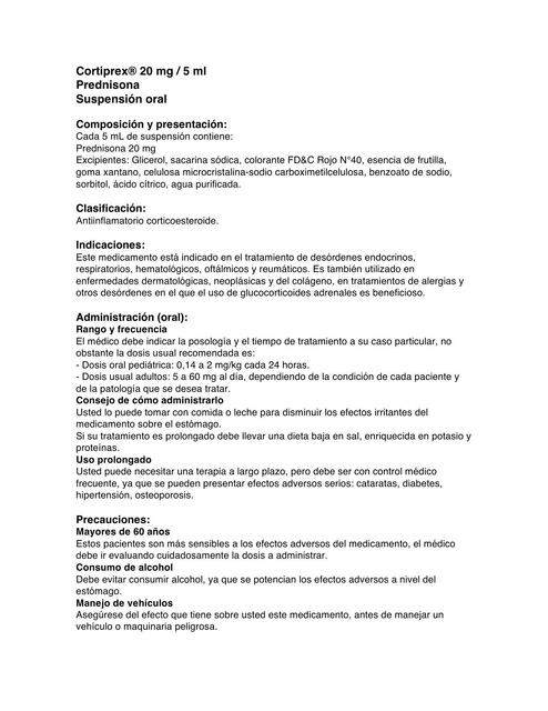 Cortiprex 20 mg 5 ml | Celia | uDocz