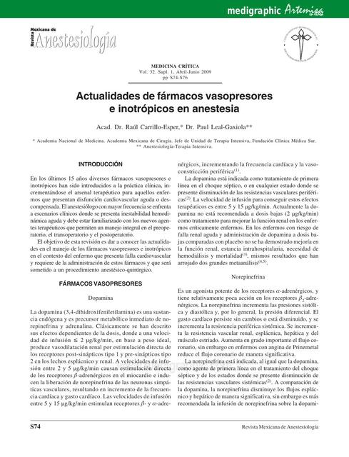 Actualidades en farmacos vasopresores e inotropico | José Fabricio ...