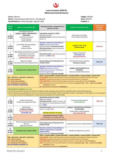 MA262 PL CA 01 SEMIPRESENCIAL | Juan Carlos | uDocz