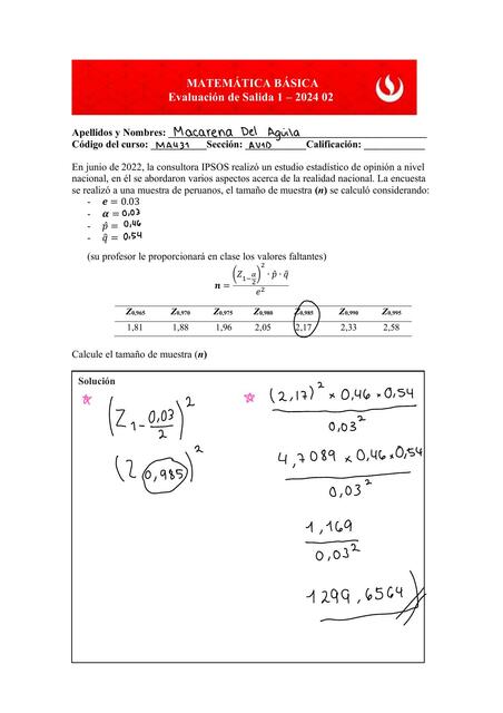 Primera practica matematica basica UPC | Macarena | uDocz
