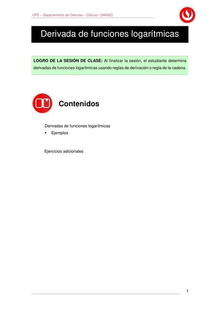 MA262 Libro digital Derivadas de funciones logarit | Daniella Vargas | uDocz