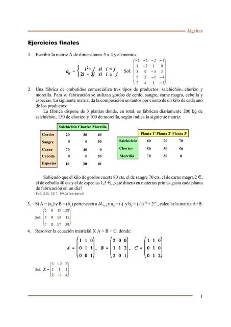 Lista de ejercicios de operaciones con matrices | Daniella Vargas | uDocz