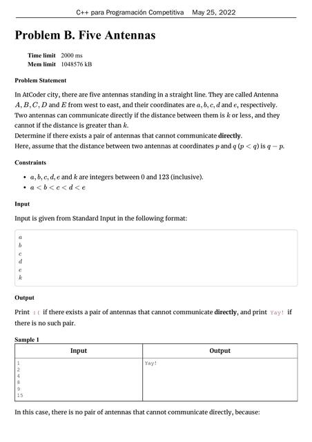 Ejercicio Programacion Competitiva | Daniella Vargas | uDocz