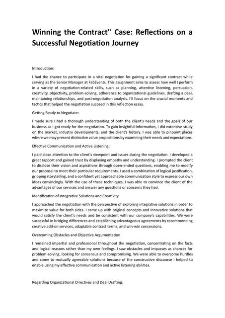 Reflections on a Successful Negotiation Journey 1 | Bruno | uDocz