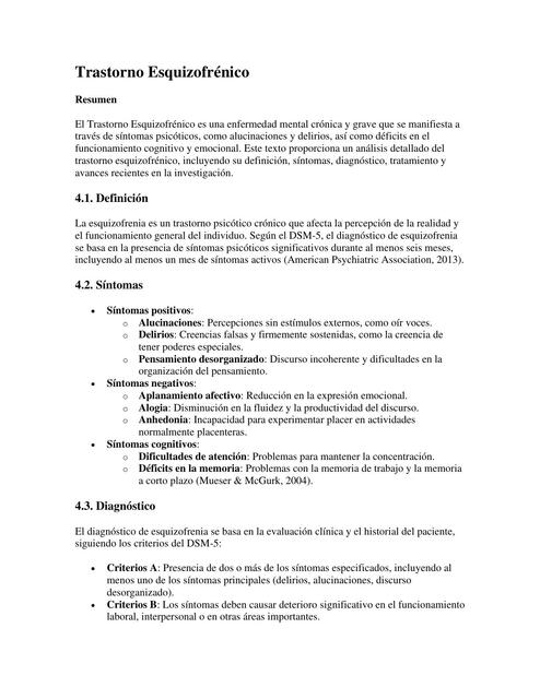 Trastorno Esquizofrénico | META | uDocz