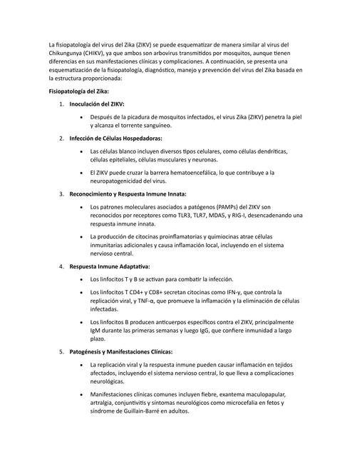 La fisiopatología del virus del Zika | JUAN FELIPE JARAMILLO CHACON | uDocz