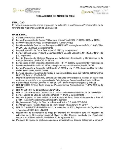 reglamento admision i | Mira | uDocz