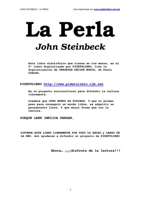 Flashcards de Steinbeck John LA PERLA pdf www pidetulibro cjb ne | Por Elizabeth Ortiz O | uDocz