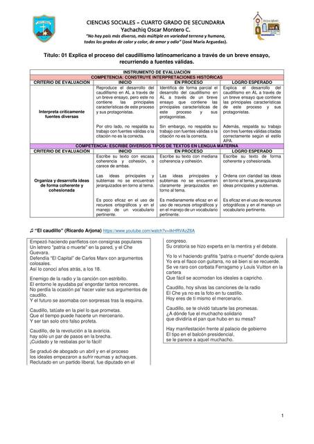 actividad 01 caudillismo ficha estudiante | luna | uDocz