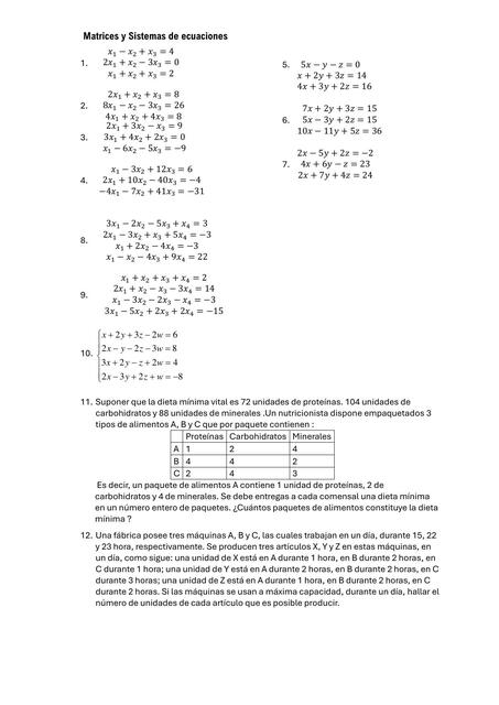Matrices y Sistemas de ecuaciones | Nine | uDocz