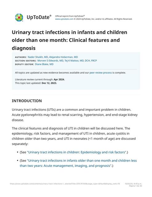 Urinary tract infections in infants and children o | Mariana | uDocz