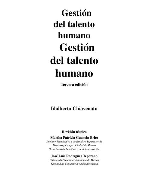 gestion del talento humano idalberto chiavenato 3t | Indiana Estrella ...