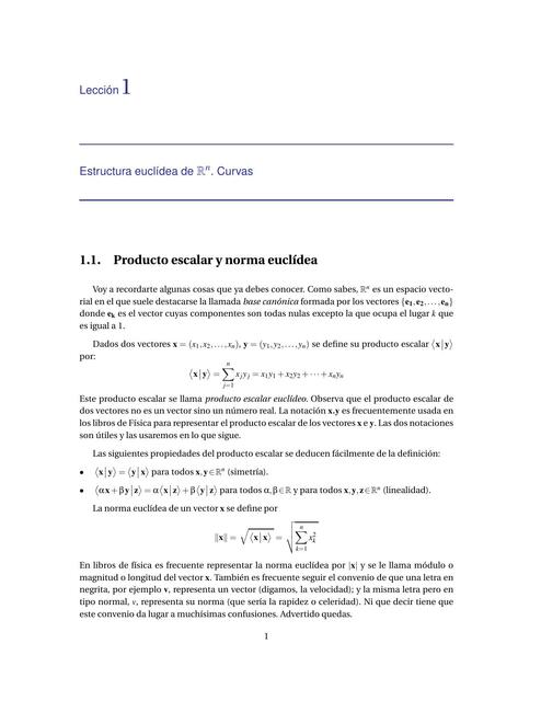 Apuntes de cálculo vectorial Estructura euclídea de R | Matemáticas y ...