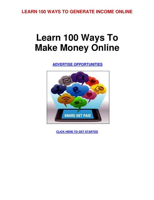 Learn 100 Ways To Make Money Online | Snayder | uDocz