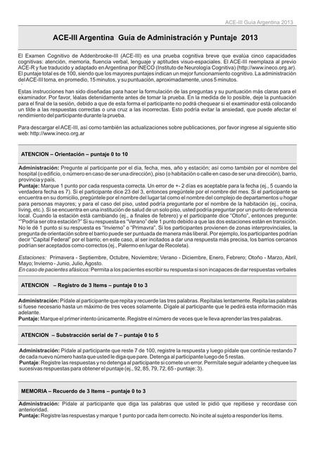 ACE III instructivo como calificar addenbrooke´s | META | uDocz