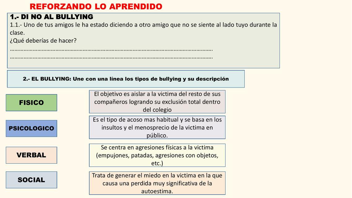 ACTIVIDAD DEL BULLYING | Enrique | uDocz