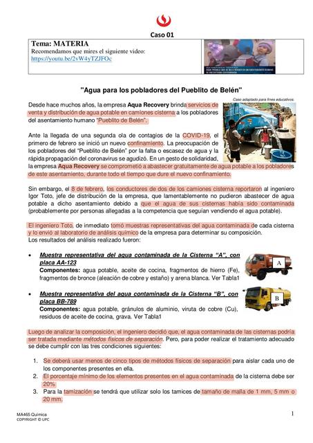 CS01 Caso1 Agua Pueblito Belen | Fabrizio Daniel | uDocz