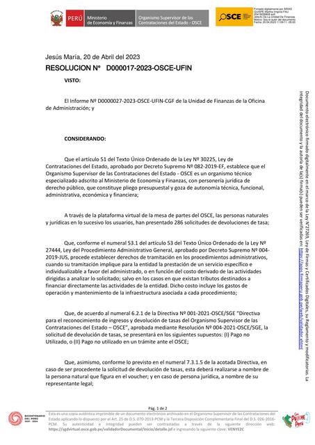 RESOLUCION N D017 OSCE UFIN | uDocz