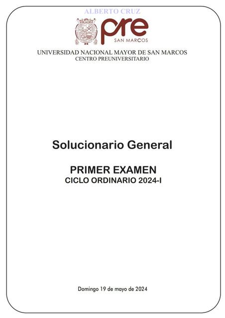 Solucionario General 1er Examen Ciclo Ordinario I | Bry | uDocz