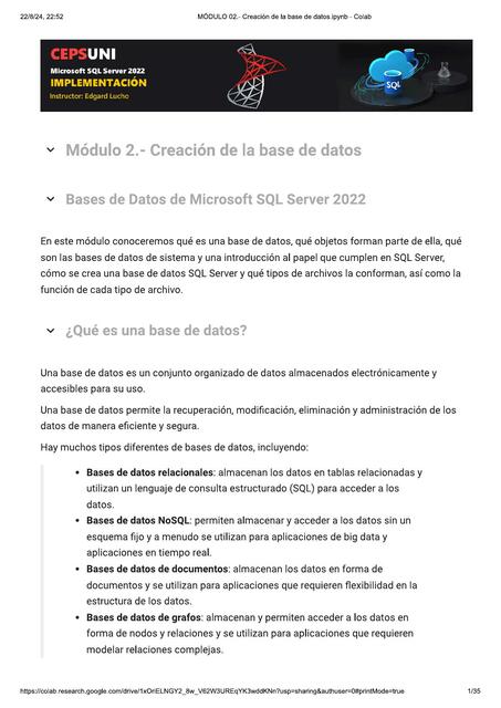 MÓDULO 02 Creación de la base de datos | Blanca | uDocz