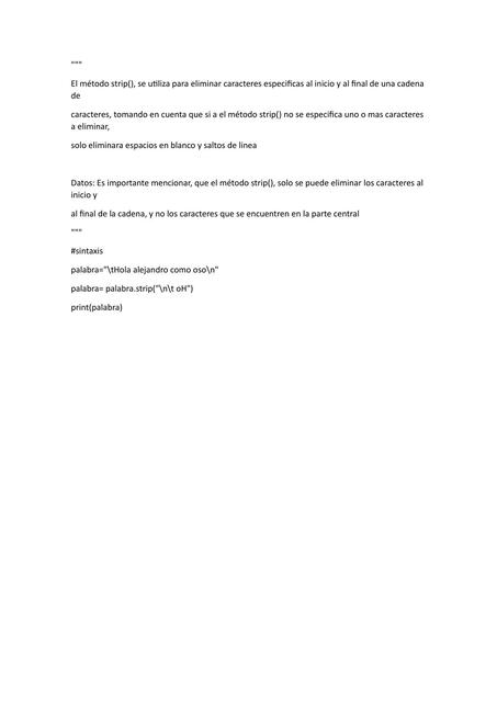 El método strip python | Alejandro Camayteri | uDocz