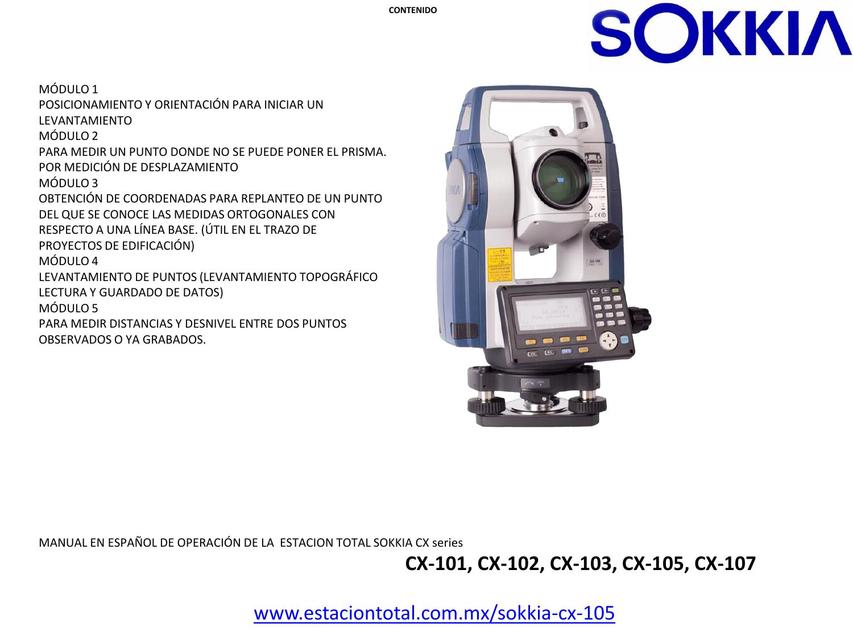 MANUAL EN ESPAÑOL DE OPERACIÓN DE LA ESTACION TOTAL SOKKIA CX | roger ...