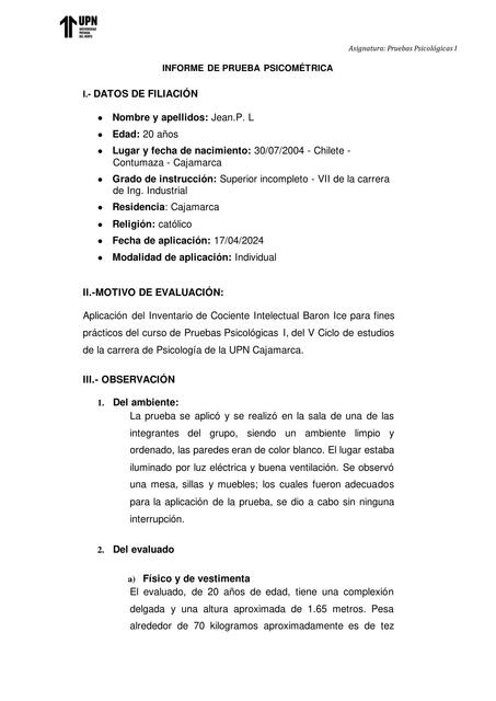 informe baron ice final | Sheyla Rocio | uDocz