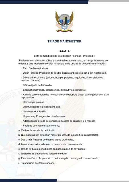 Triaje de manchester | Actualidades en Enfermería | uDocz