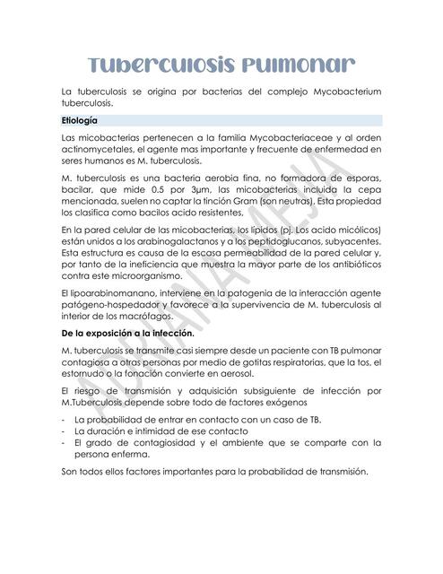 Resumen de Tuberculosis Pulmonar (Harrison 20ed) | Adriana Isabel Mejía ... Resumen de Tuberculosis Pulmonar (Harrison 20ed) | Adriana Isabel Mejía ...