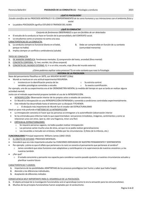 PDC CLASE 2 Psicologia y conducta | Florencia Ballardini | uDocz