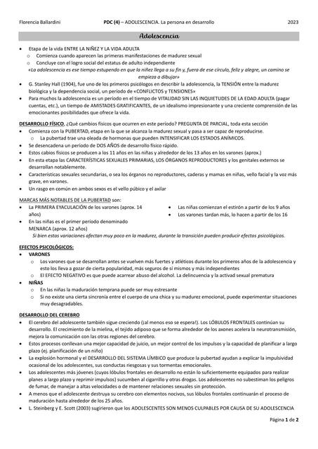 PDC CLASE 4 U2 Adolescencia | Florencia Ballardini | uDocz