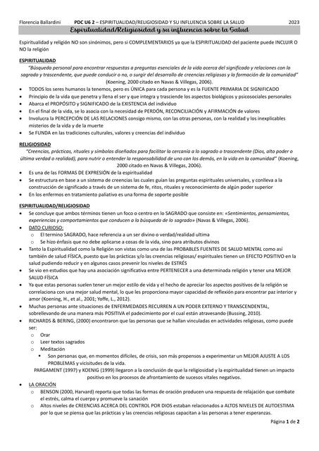 PDC CLASE 11 U6 2 Espiritualidad y religiosidad | Florencia Ballardini ...