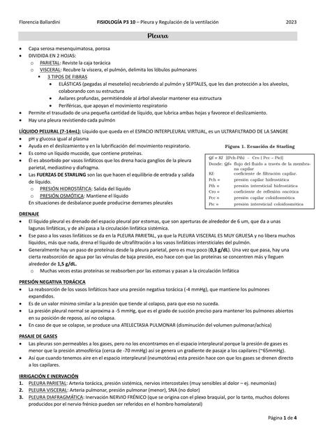 10 CLASE Pleura y regulacion de la ventilacion | Florencia Ballardini | uDocz