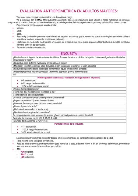 Evaluación antropométrica en adultos mayores | Florencia Ballardini | uDocz