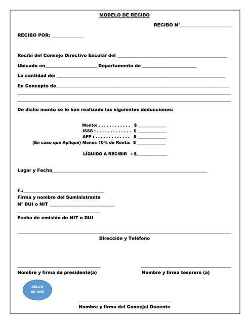 MODELO DE RECIBO | Luisa Tatiana Salgado | uDocz