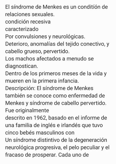 Menkes sindrome | Daniel Avila | uDocz
