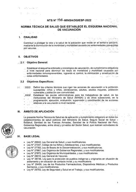 NORMA TÉCNICA DE INMUNIZACIONES MINSA PERÚ | Nicolle Cabrera | uDocz