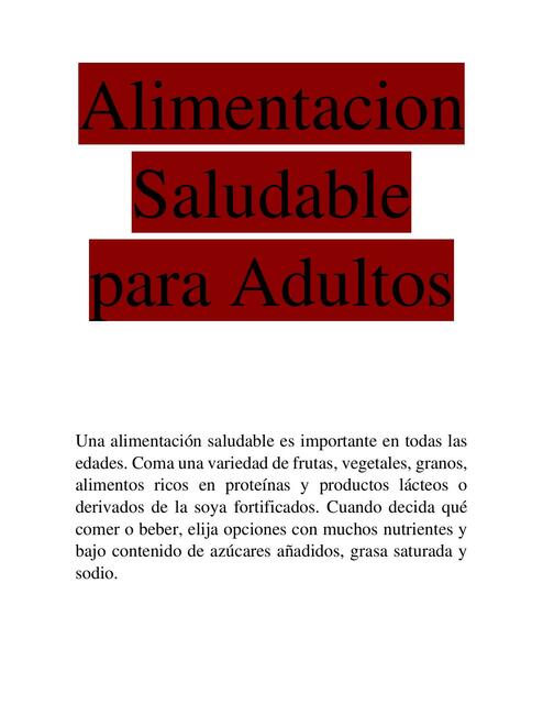 Alimentacion Saludable para Adultos cartulina | Rachell | uDocz