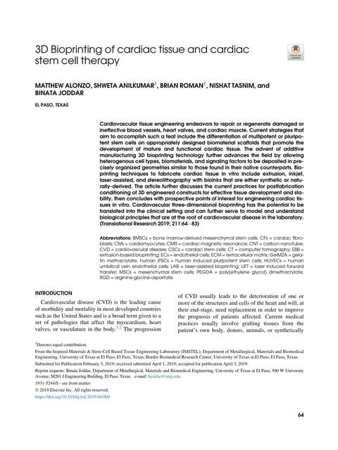 3D Bioprinting of cardiac tissue and cardiac | chris | uDocz