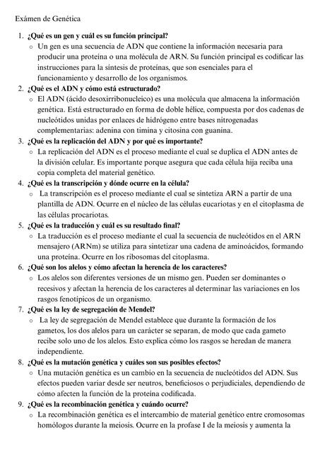 Exámen de Genética | Lau Palacio | uDocz