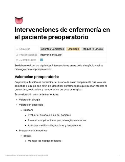 Intervenciones en el paciente preoperatorio | Maria Alejandra Cetares ...
